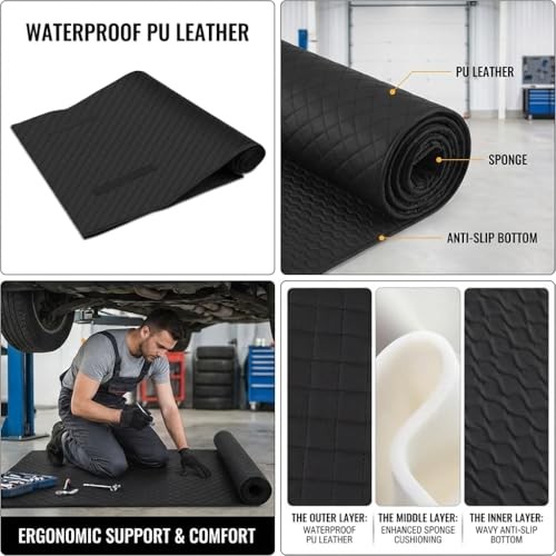 Rolling Creeper Mat for Under Car Repair, 60x8 Foldable Mechanic Pad ...