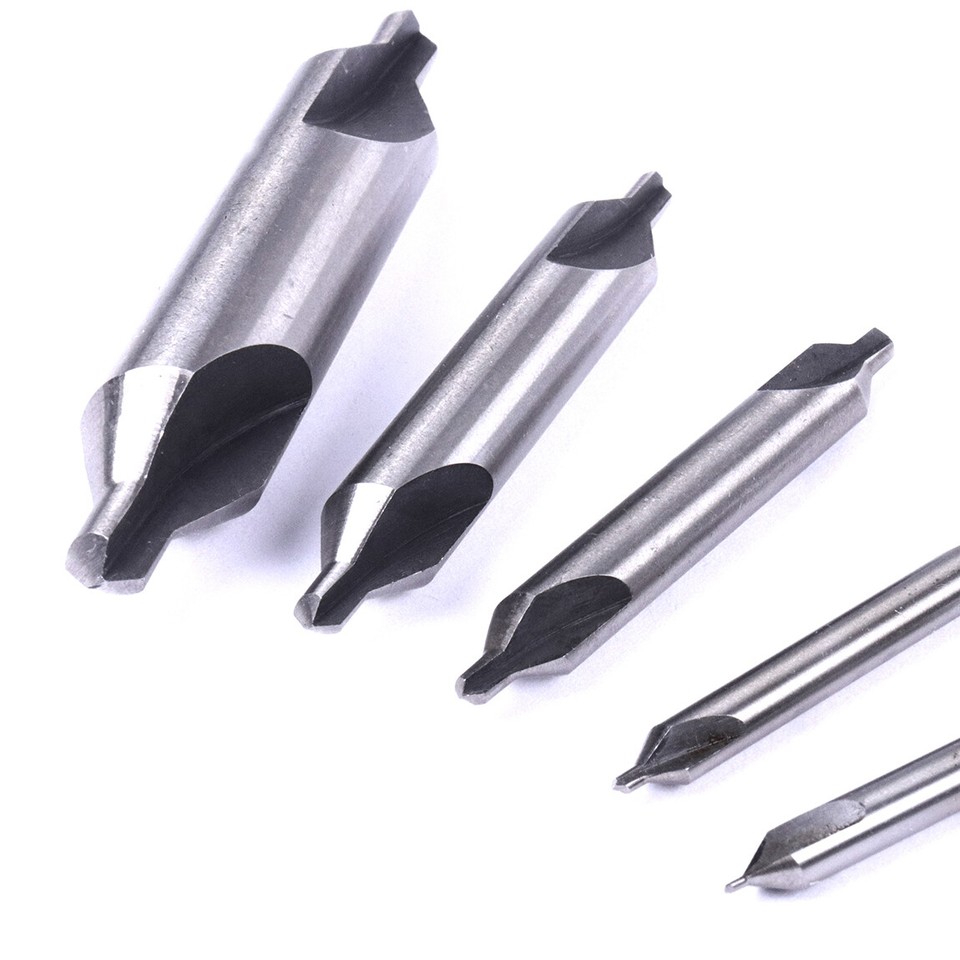 5PCS HSS Center Drill Bit 60 Degree Combined Countersink Spotting Drill ...