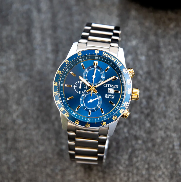 Citizen AN3684-59L Blue Analog Gold Tone Chronograph Quartz Men's ...