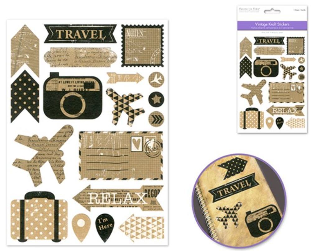 Kraft Sticker Scrapbooking Vintag Style Vacation Travel Luggage themed ...