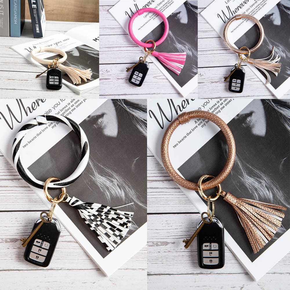 Round Key Ring Chains Oversized Bracelet Bangle Holder Tassel keychain ...