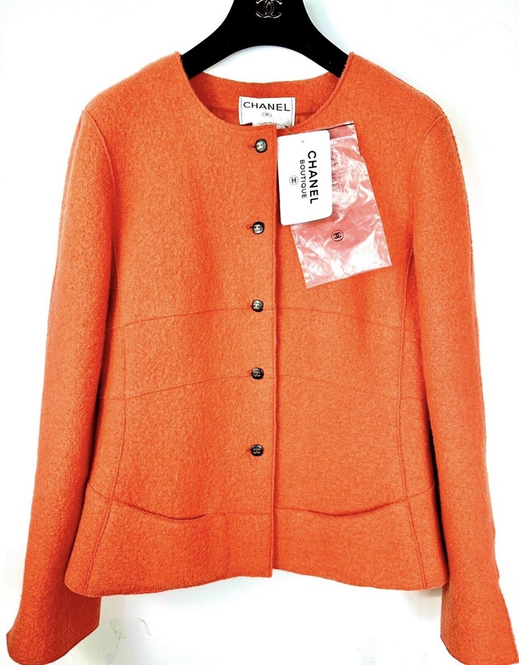 Mint Chanel Vintage 1999 Barbie Red Orange Tweed Jacket 36 38 40 4 6 8 ...