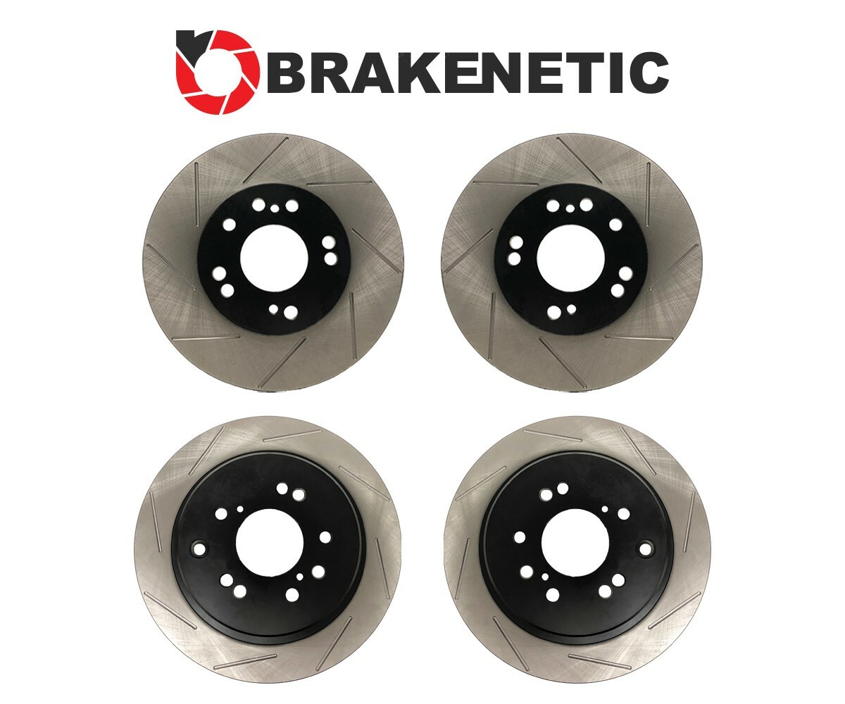 F&R BRAKENETIC Premium SS Slot Brake Rotors 26mm Z32 300ZX Conversion 4 ...