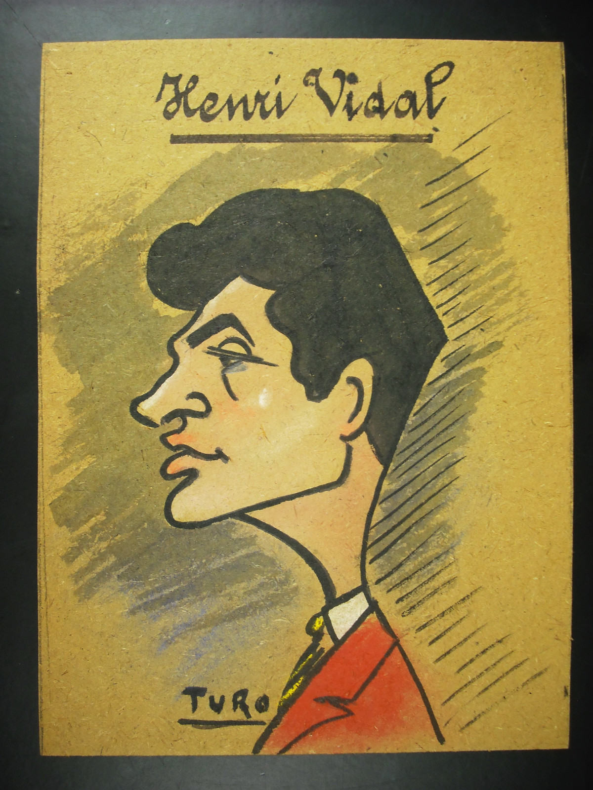 Henri Vidal acteur profil caricature de TURO c 1950 dessin original | eBay