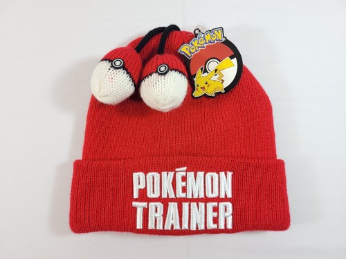 New Pokémon Tainer Official Nintendo Pom Pom Winter Red Beanie Hat with ...