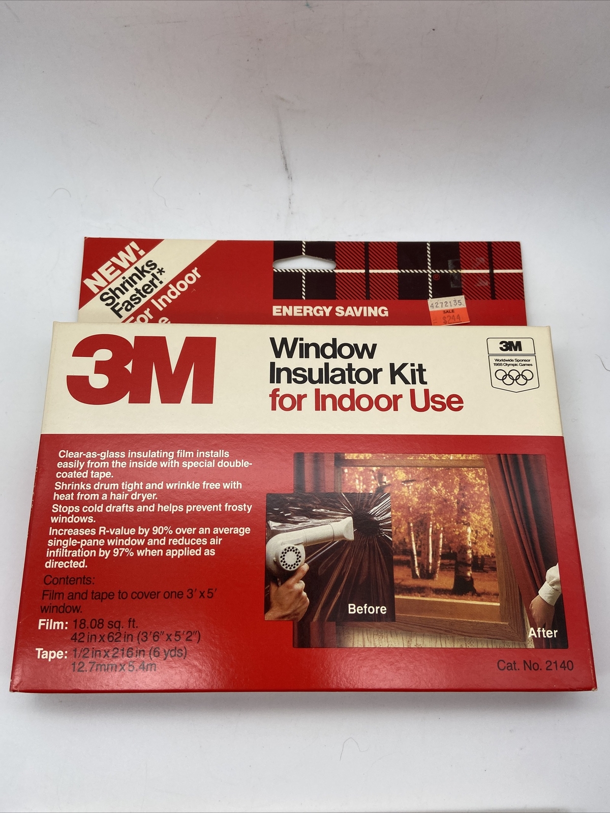 3M Indoor Window Insulator film Kit-Insulates 3’ X 5’ Window Set Of 2 ...