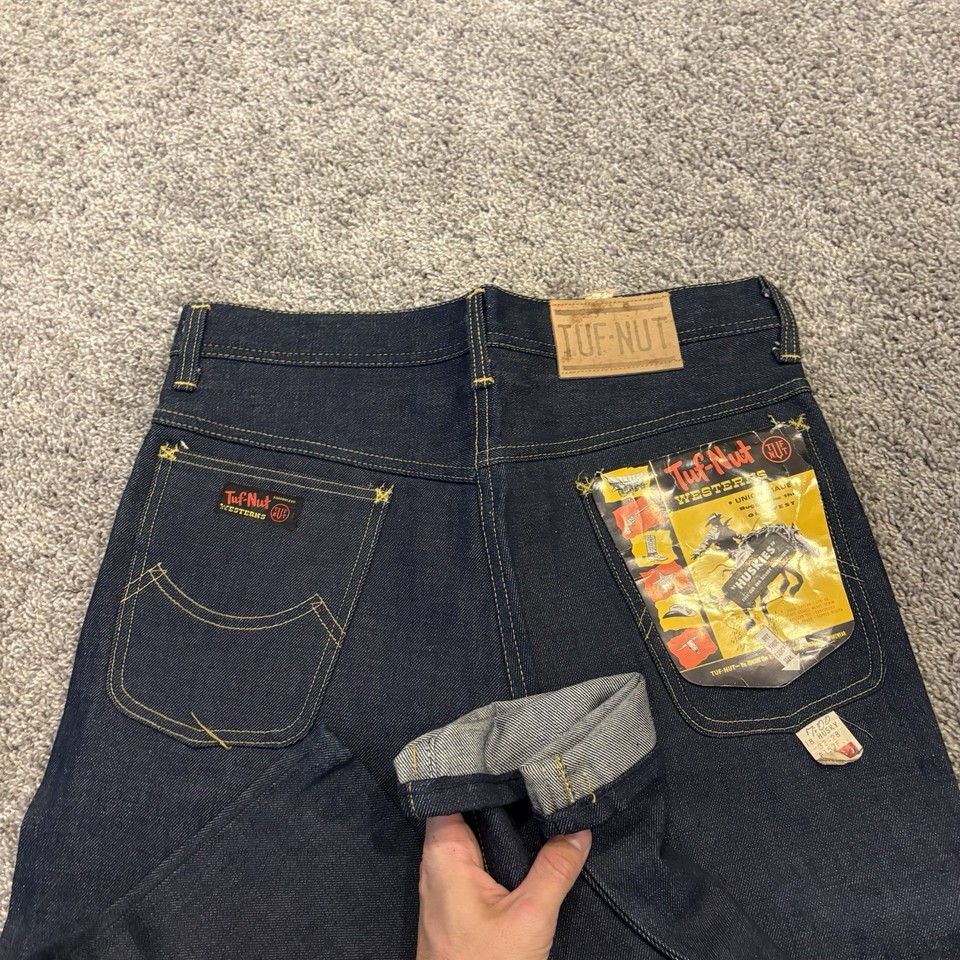 NOS VTG 50s 60s Tuf Nut Denim Flare Jeans USA Made Sanforized TALON Sz ...