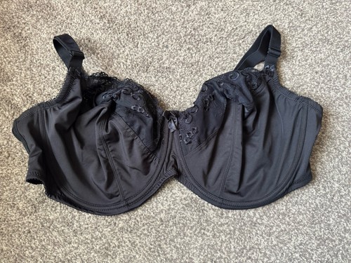 Evans Black Floral Underwire Bra Size 48E Great Condition | eBay