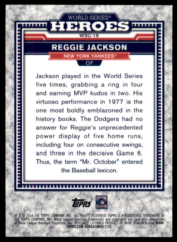 2014 Topps Chrome Update Reggie Jackson New York Yankees #WSC-16 | eBay