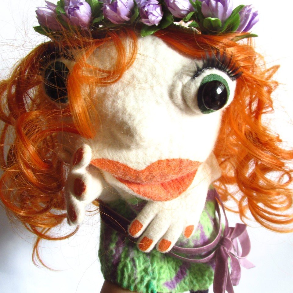 Marionette puppet Red hair Lady Woman Muppet style Creature puppet ...