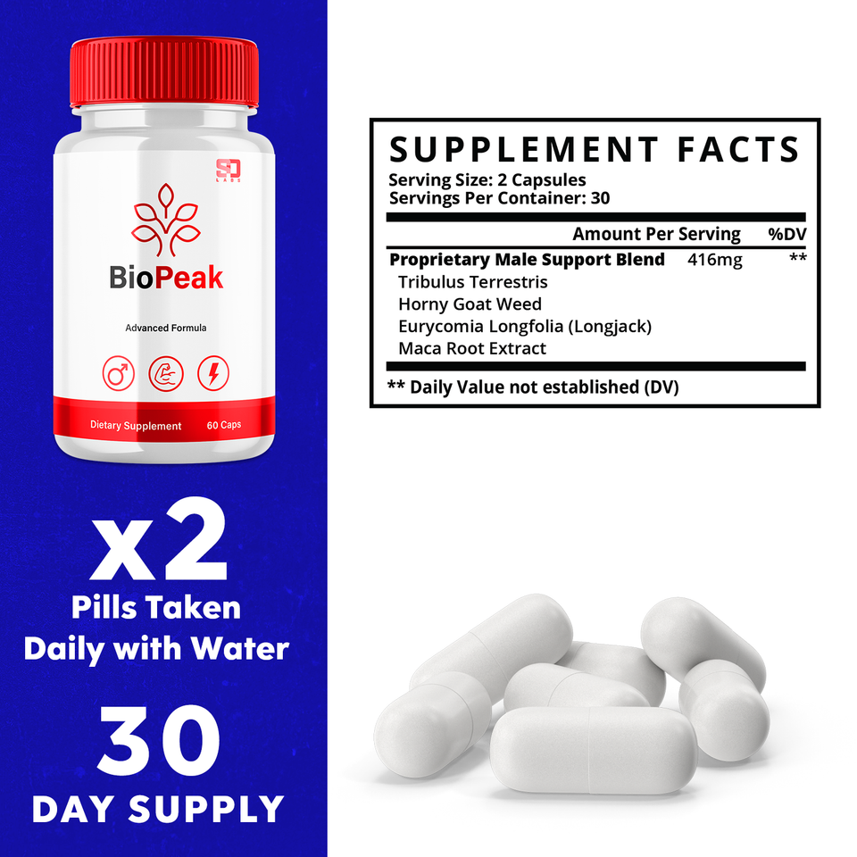 (5 Pack) Biopeak for Male, Bio Peak Advanced Men Support Pills (300 ...