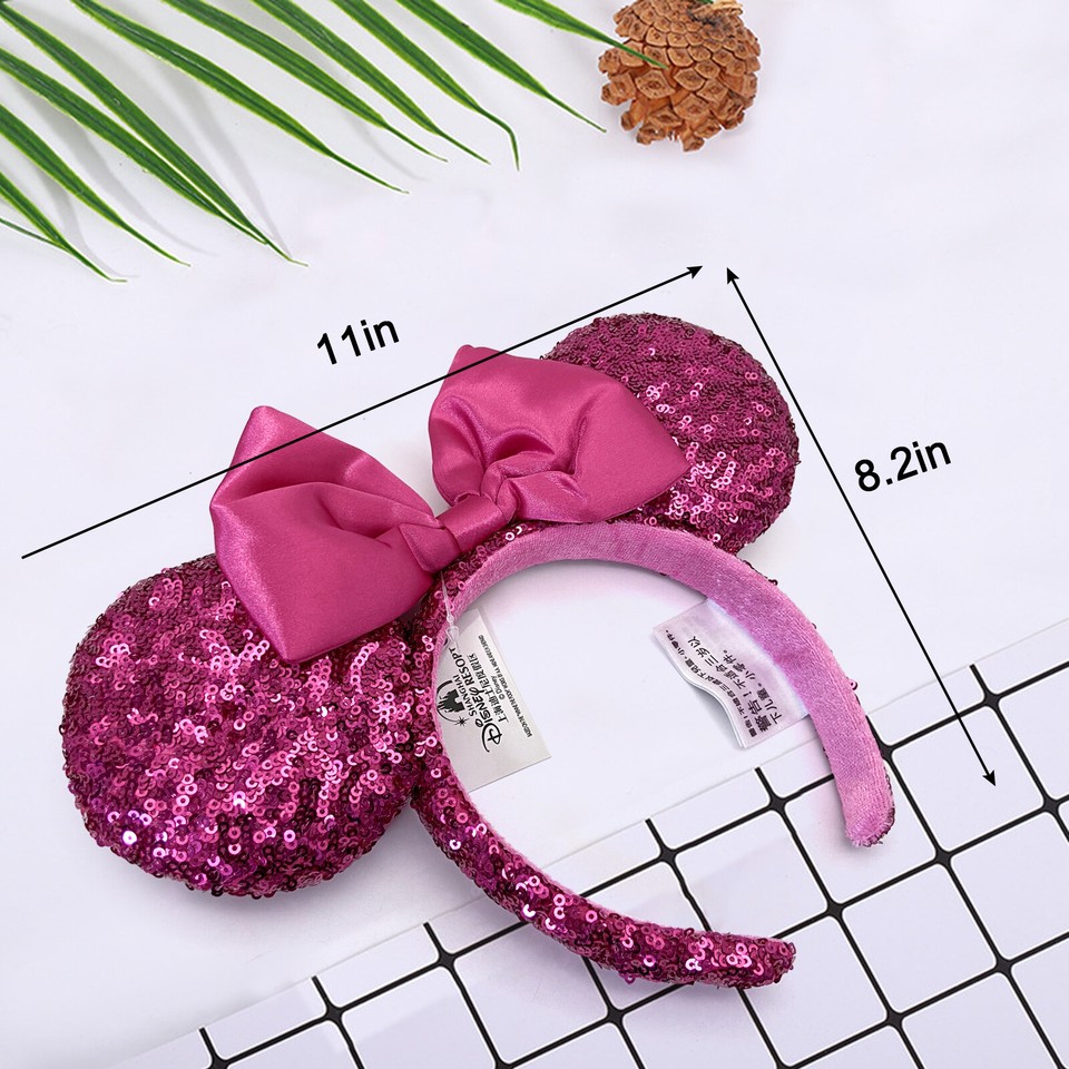 Disney-Parks Red Sequin Bow Ears + Magenta Hot Pink Minnie Ears Orchid ...