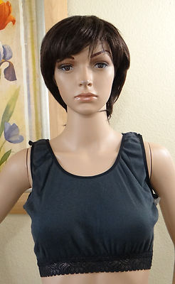 NANCY KING LINGERIE black lace detail wire free not padded Sleep bra ...