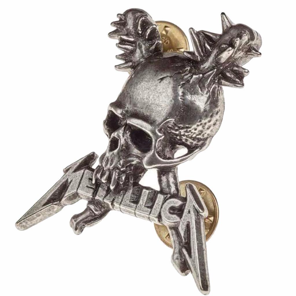 METALLICA BADGE DAMAGE INC Skull Alchemy Heavy Metal Pin Brooch Pewter ...