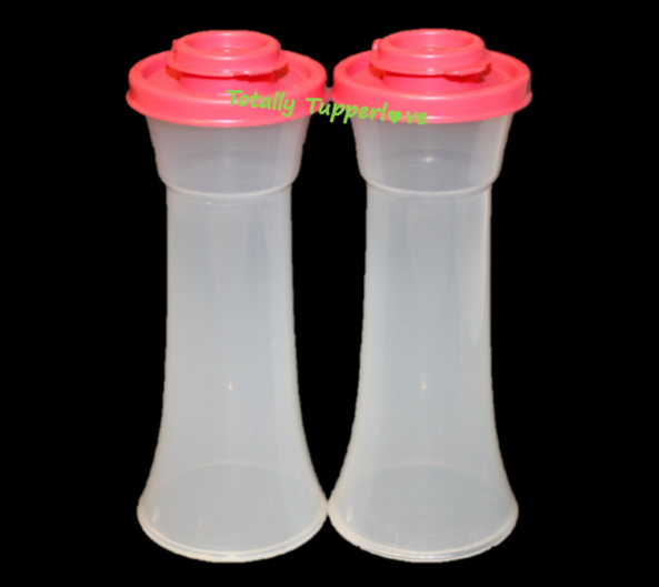 Tupperware Salt & Pepper Shakers 6" Hourglass Set Rubine Red EUC ️ | eBay