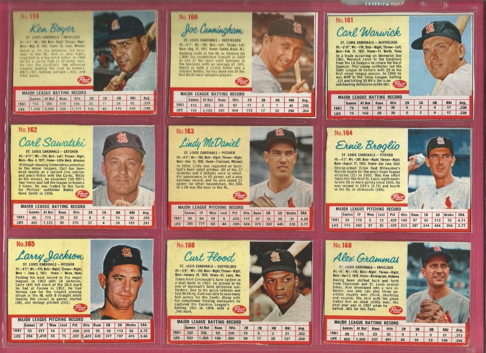 (106 DIFFERENT) 1962 POST BASEBALL CARDS "OVER 1/2 THE SET" w/NORM ...