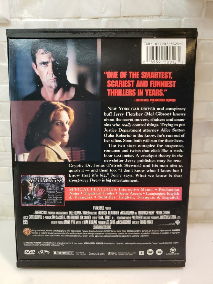 Conspiracy Theory Mel Gibson Julia Roberts (DVD, 1997) 85391509127 | eBay