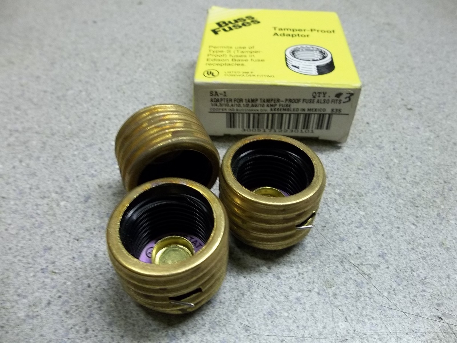 NEW Buss SA-1 Tamper Proof Fuse Adapter 398P, Set of 3 *FREE SHIPPING ...