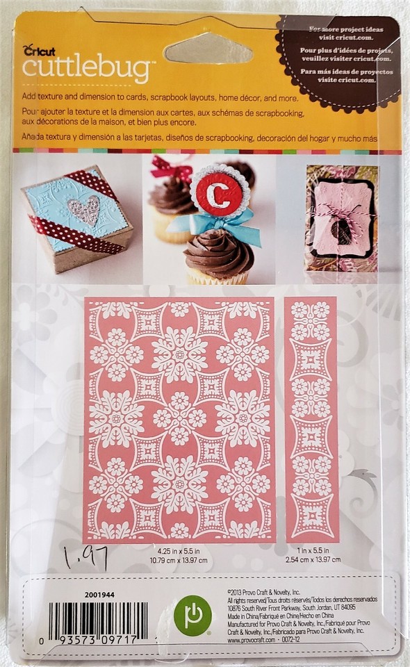 Cricut Cuttlebug Anna Griffin FOULARD 4.25 x 5.5 Embossing Folder with ...