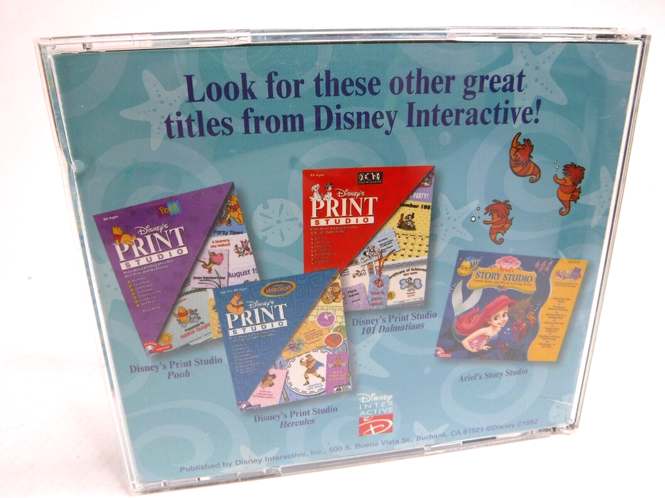 Disney's Little Mermaid Print Studio Windows PC 1997 CD-ROM Graphics ...