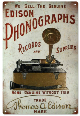 Vintage Style Metal Sign Edison Phonographs Records 12 x18 | eBay