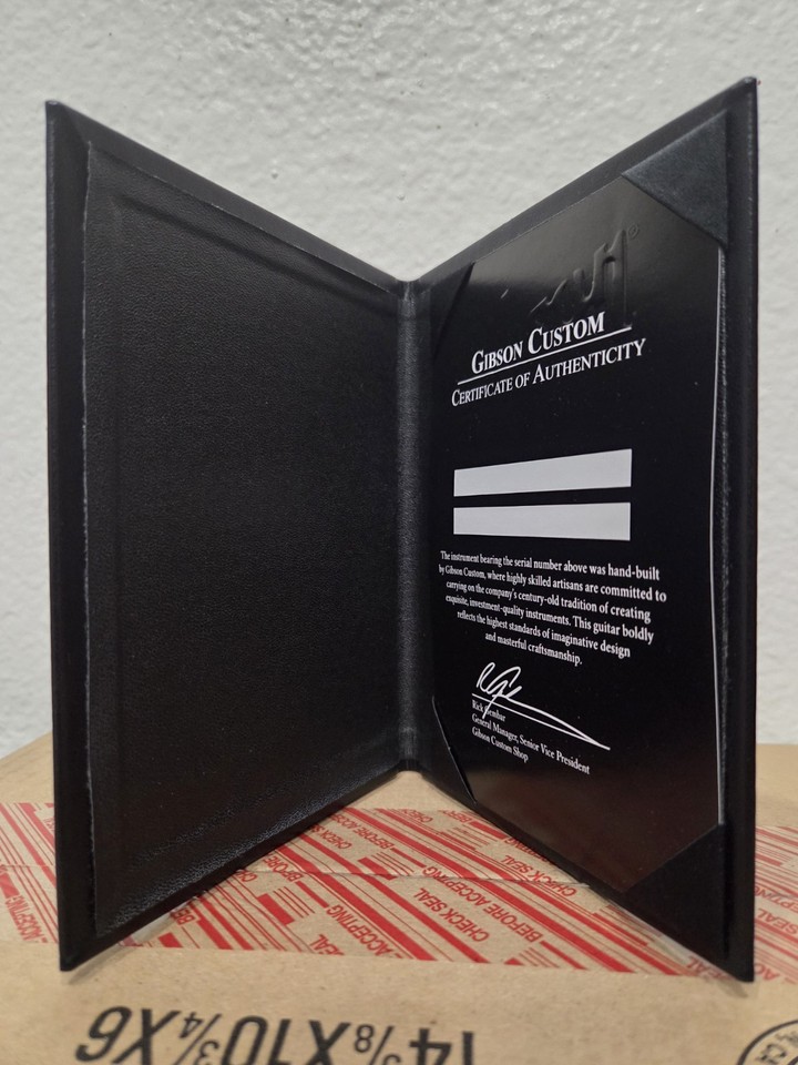 Gibson Les Paul Custom Shop Certificate Of Authenticity Booklet COA | eBay