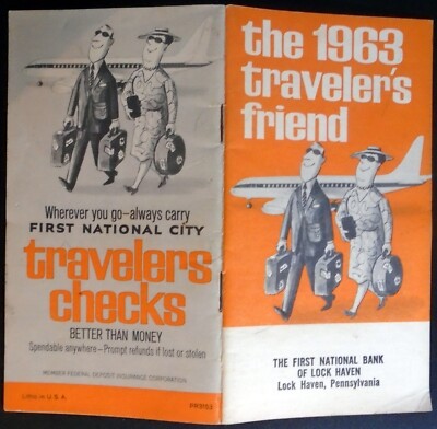 1963 1st National Bank, Lock Haven PA Traveler’s Pocket Guide Memo ...