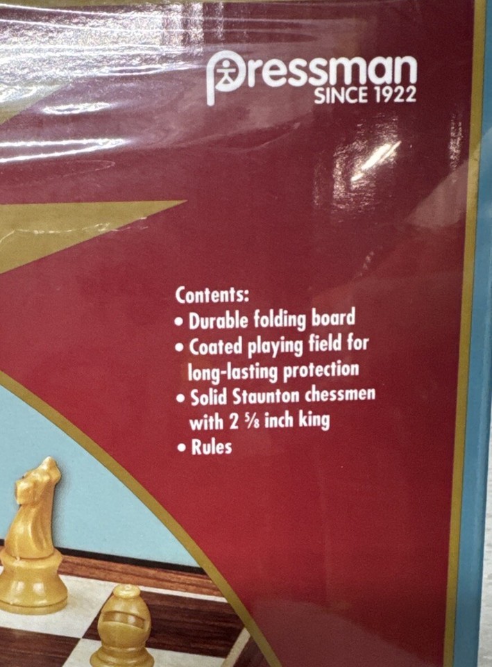 Family Classics Chess Board Game Pressman Toys Staunton Chessmen 2 5/8 ...