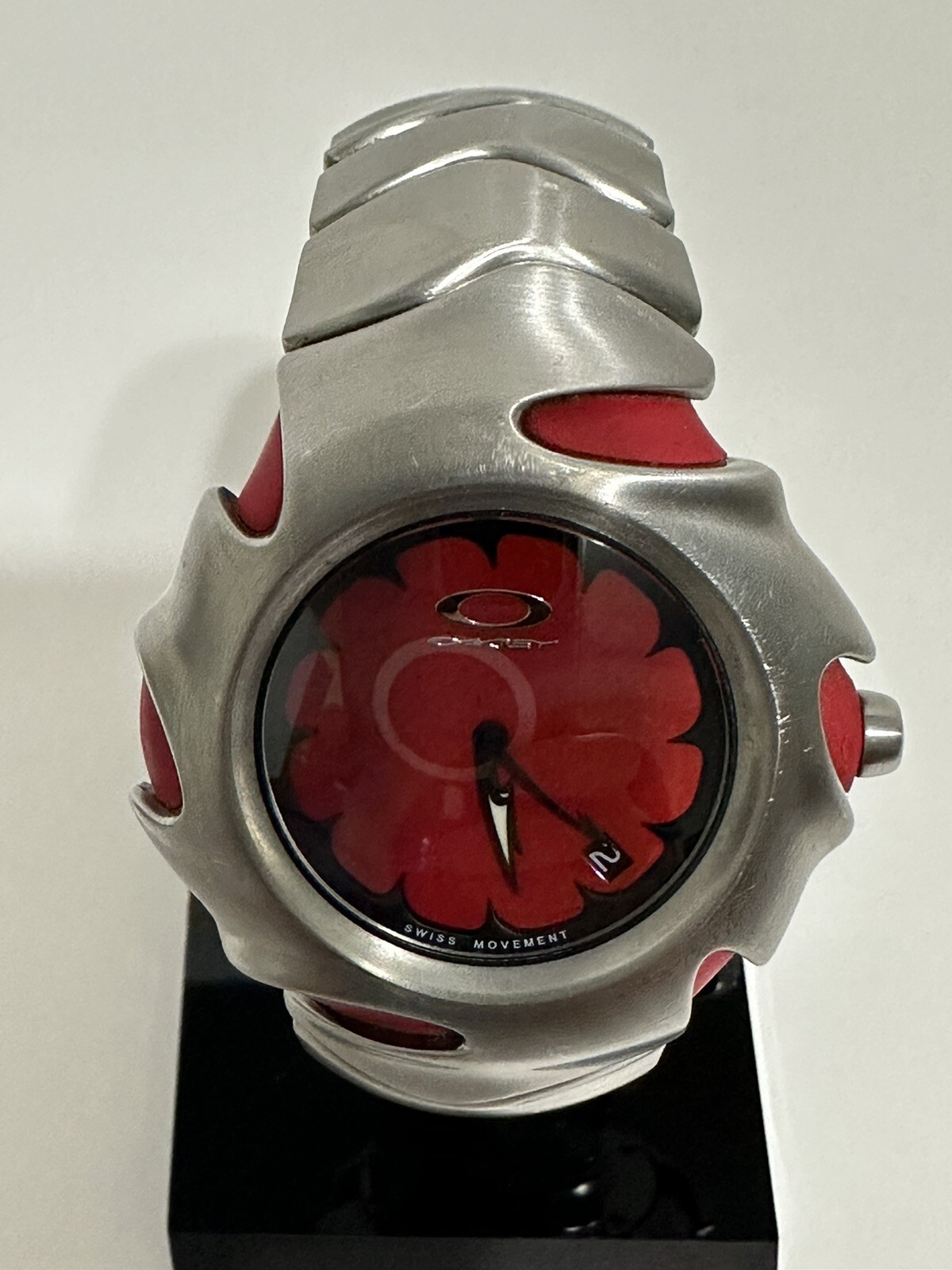 Oakley Blade II Watch w/ Red Dial Brushed Stainless Steel Case Rare ...