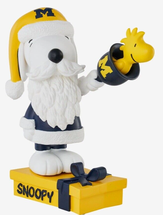Michigan Wolverines Snoopy & Woodstock Peanuts Christmas Bobblehead ...