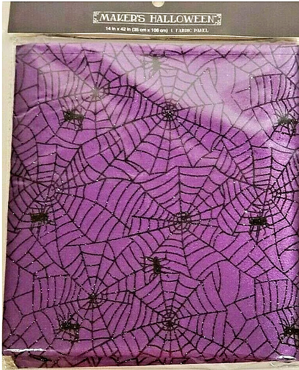 MAKER'S HALLOWEEN Fabric Panel - GLITTER SPIDER WEBS - 14" x 42" | eBay