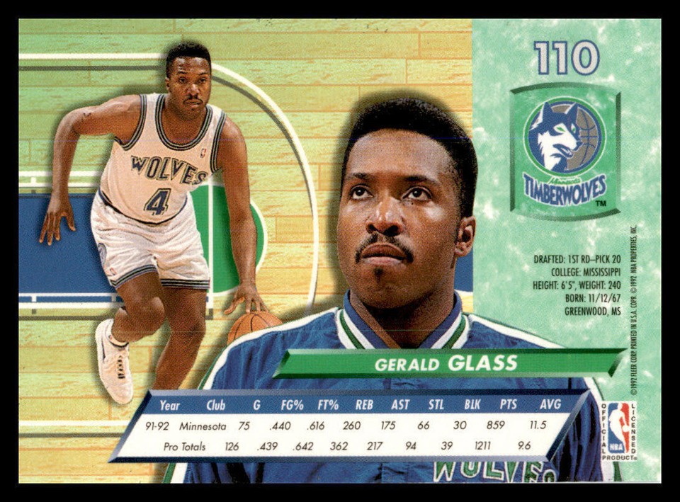 1992-93 Ultra Gerald Glass #110 Minnesota Timberwolves | eBay