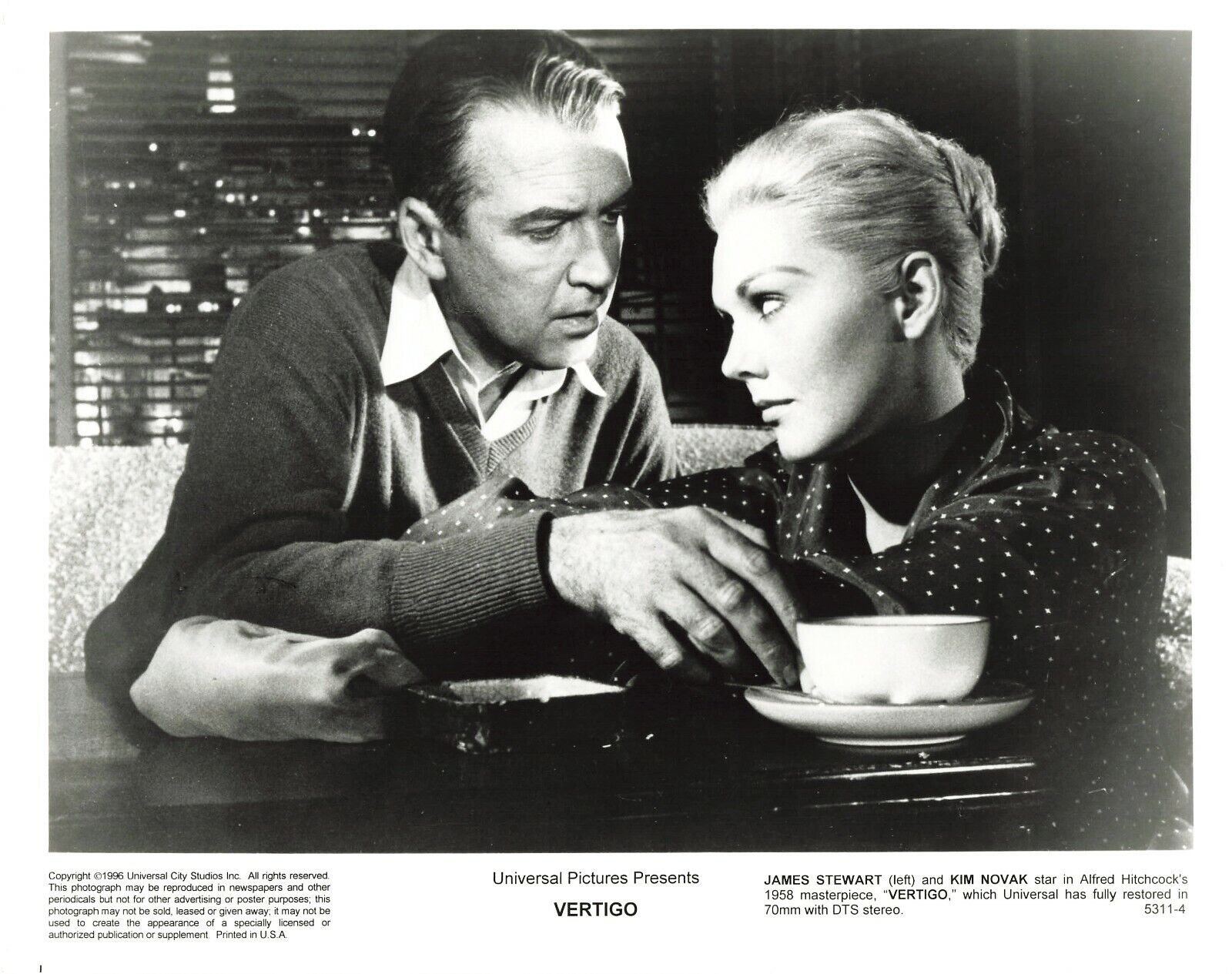 Alfred Hitchcock Vertigo Movie Photo 8x10 James Stewart And Kim Novak