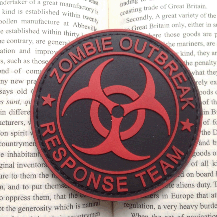 Red ZOMBIE HUNTER OUTBREAK RESPONSE TEAM PVC TACTICAL BIOHAZARD PATCH | eBay
