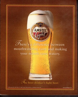 Vintage print ad advertisement Alcohol Amstel Light beer mouthwatering ...