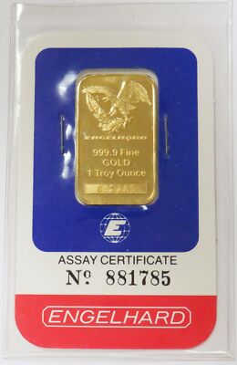 VINTAGE ENGELGARD FLYING EAGLE 1 OZ GOLD 999.9 BAR IN CARD | eBay
