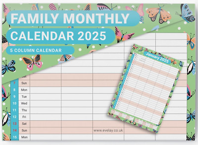 2025 Calendar Wall Monthly Planner Staff Rota Family Organiser ...