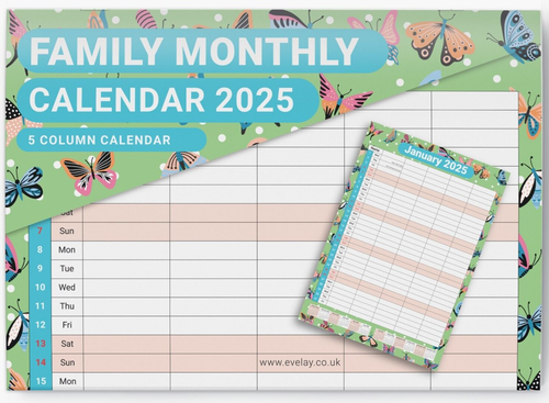 2025 Calendar Wall Monthly Planner Staff Rota Family Organiser ...