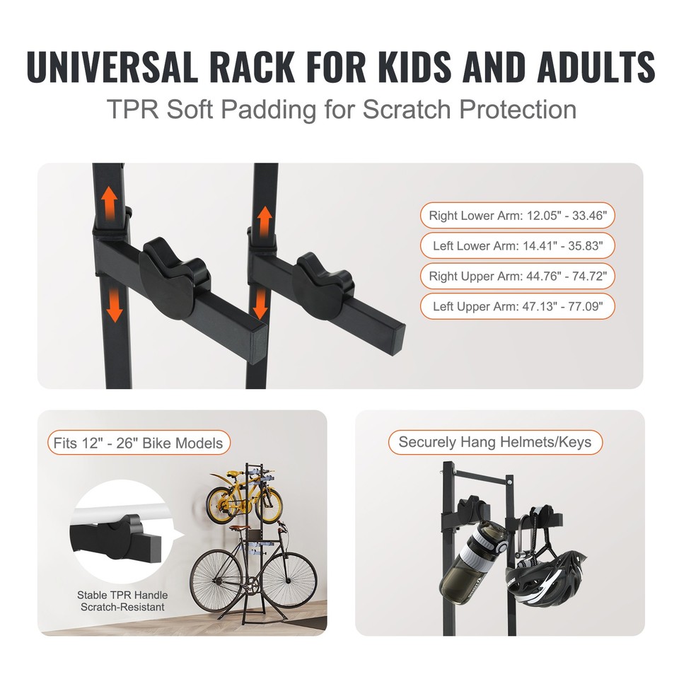 4 Bike Storage Rack, Free Standing Vertical Bike Rack Holds Up to 260 ...