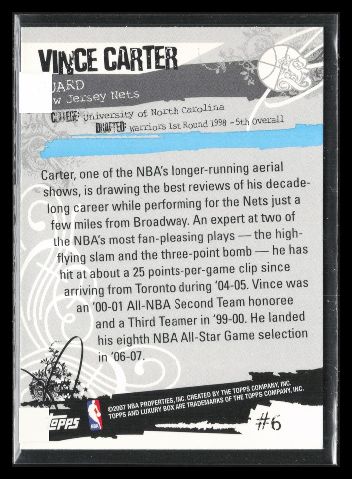 2006-07 Topps Luxury Box Vince Carter #6 | eBay