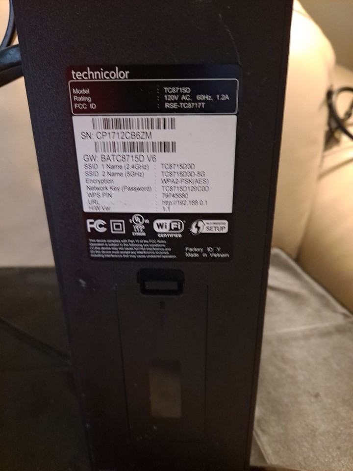 Technicolor Model-TC8715D Wireless Gateway TV Cable Modem | eBay