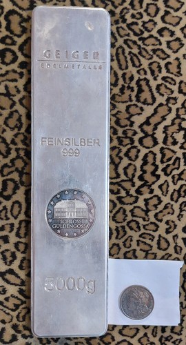 Rare GEIGER EDELMETALLE 5 KILO 5000 Grams 160.77 Oz Huge Silver Bar ...