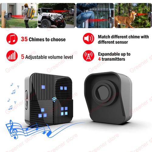 WIRELESS DRIVEWAY ALARM LONG RANGE MAILBOX CHIME WELCOME CHIME HOME ...