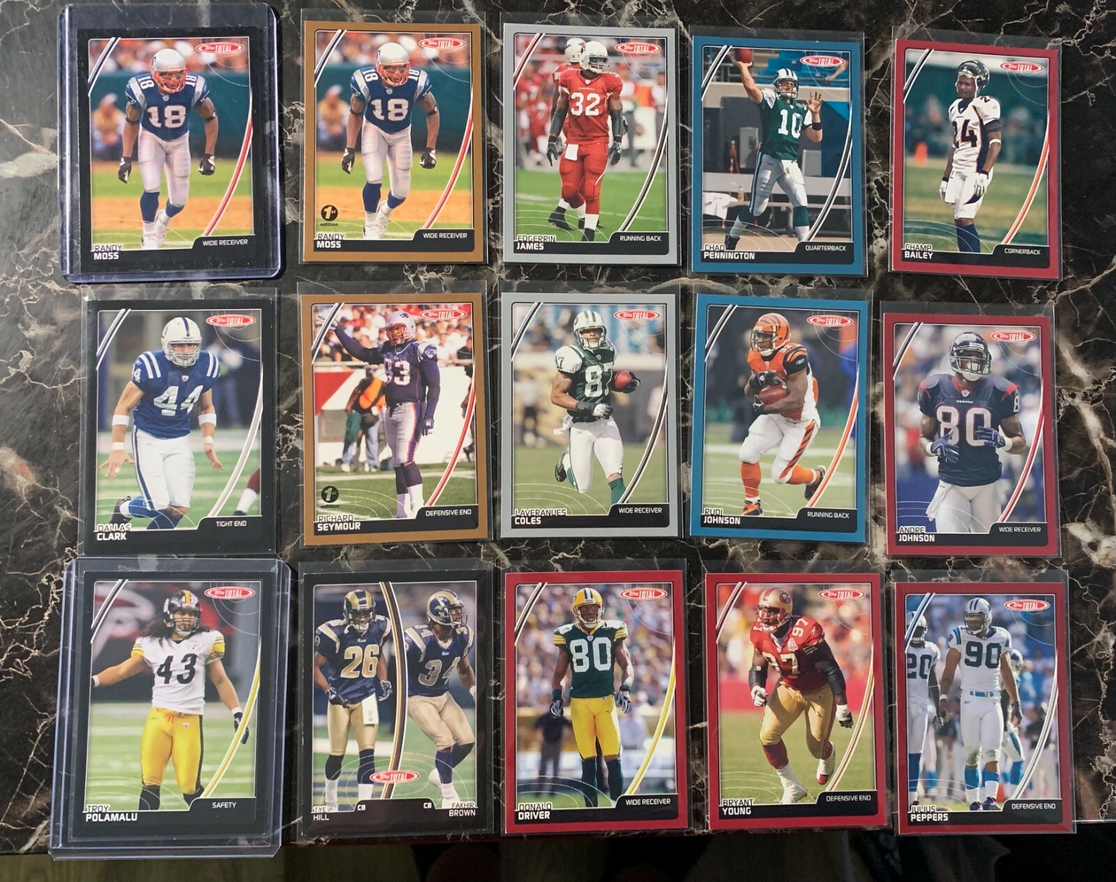 2007 TOPPS TOTAL NFL COLOR PARALLEL FACTORY NUMBER,BLACK GOLD RED PICK ...