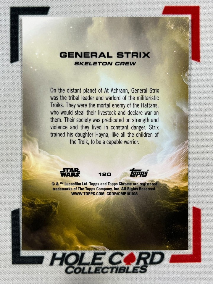 GENERAL STRIX Debut 2025 Topps Chrome Star Wars #120 Gold Refractor 41/ ...