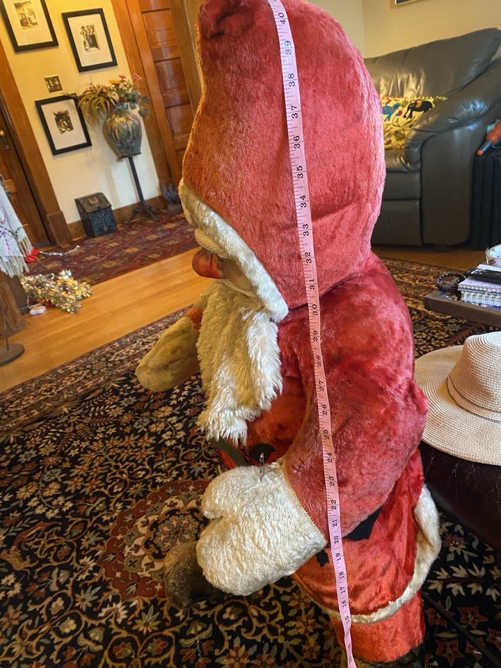 Extra Large Vintage Santa Clause 42” X 24” 1940’s-50’ Rubber Face ...