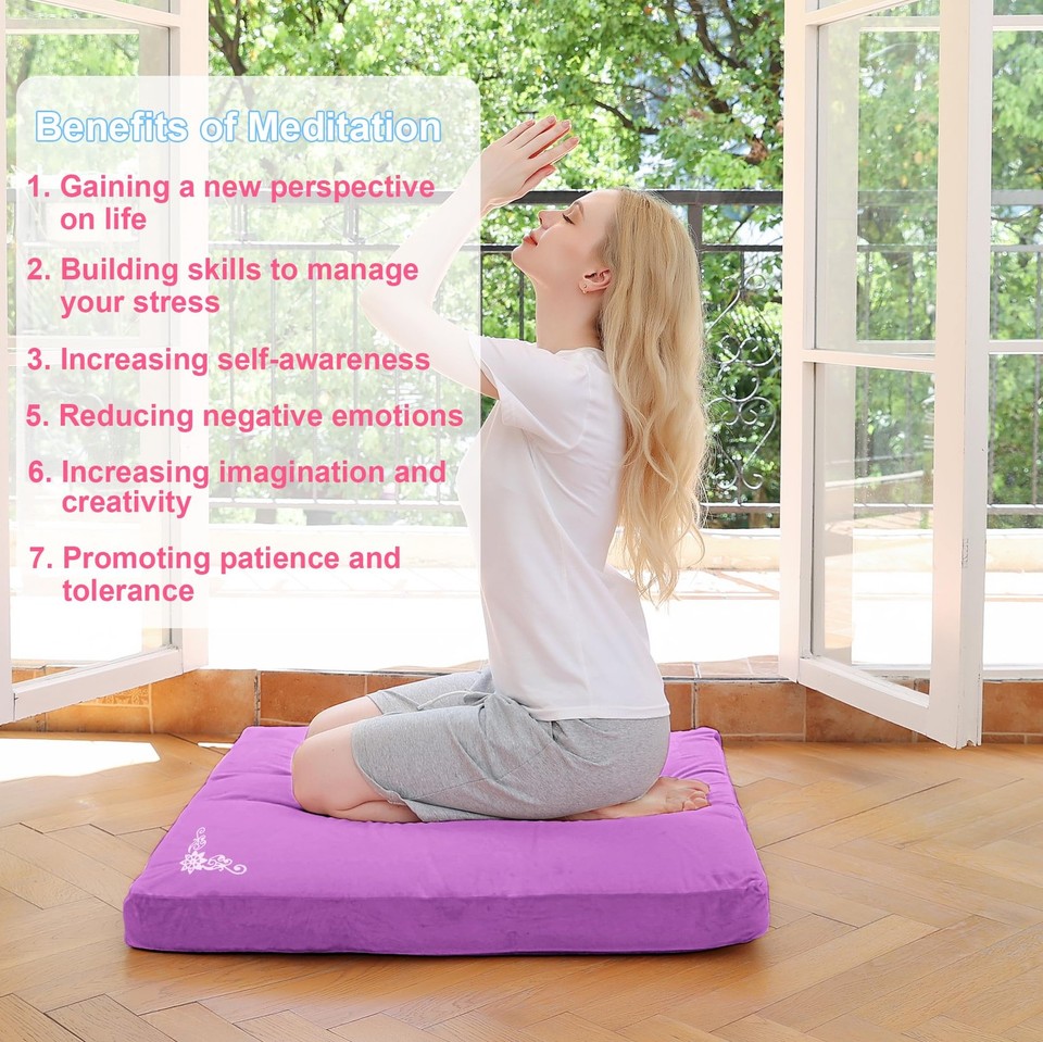 Velvet Zabuton Meditation Mat, 31 * 31 inches, Yoga Meditation Cushion ...