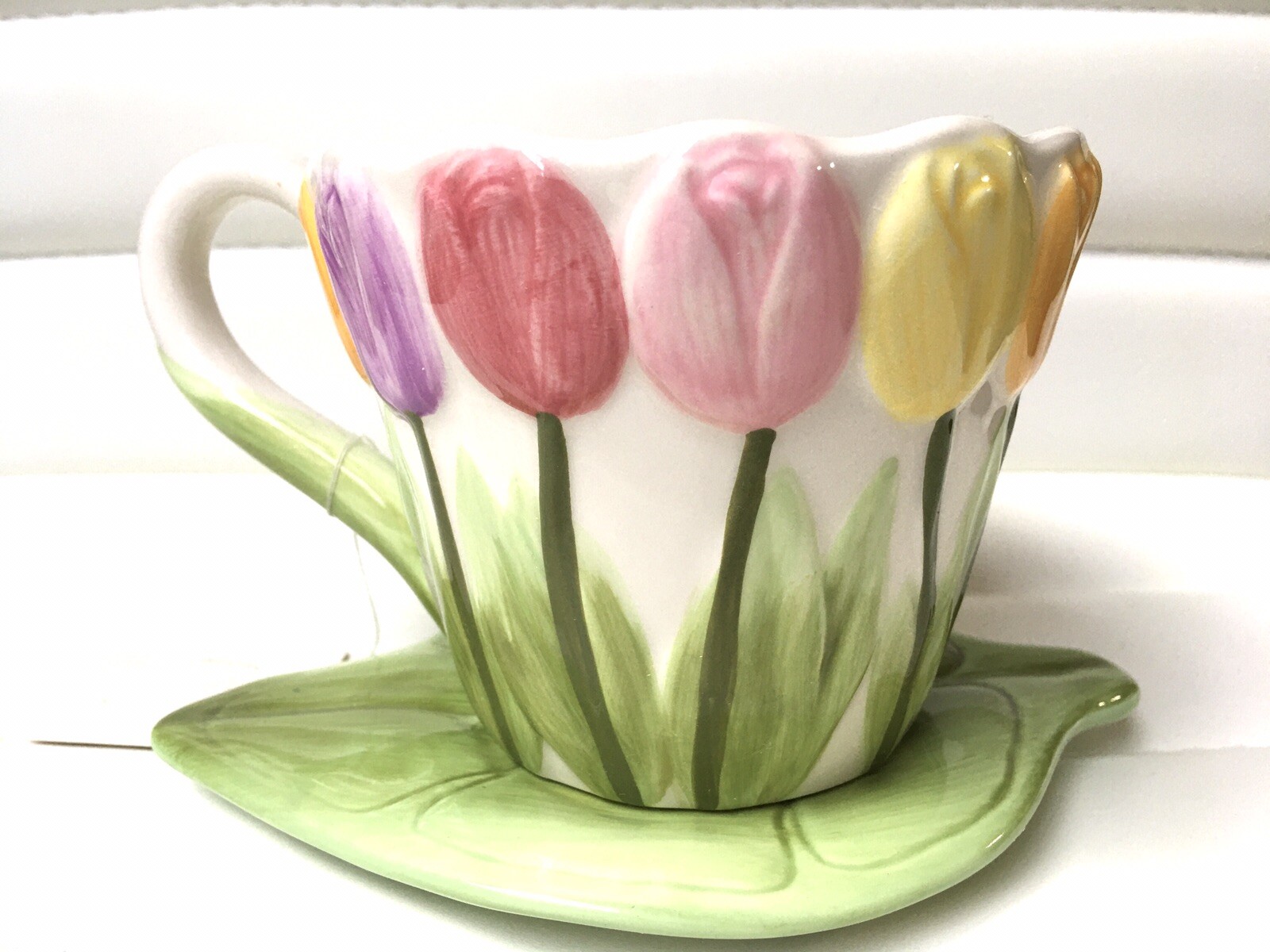 3D Tinkerbell Tea Cup Mug and Leaf Saucer Disney Store Fairies tulips ...