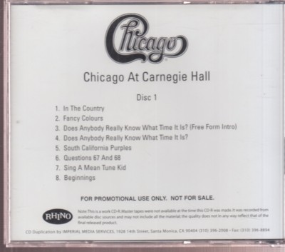 chicago chicago at carnegie hall 4x cd promo | eBay