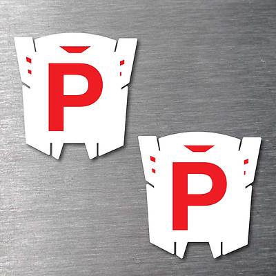 Red P Plate Transformer x 2 stickers STREET LEGAL water & fade proof ...